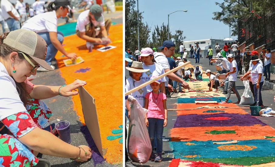 Elaboración de la Alfombra de la Ciudad 2025 de MuniGuate - BEONERADIO ...