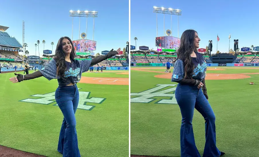 Presentación de Fabiola Roudha en Dodger Stadium por la Noche de ...